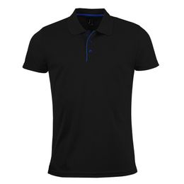 SOLS Mens Performer Kurzarm-Piqu&eacute;-Poloshirt (Schwarz)