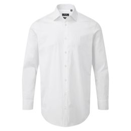 Premier Unisex Erwachsene Popeline Stretch Langarmhemd (Wei&szlig;)