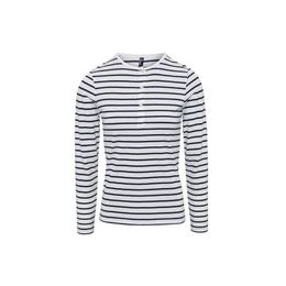 Premier Damen T-Shirt Long John, lang&auml;rmlig (Wei&szlig;/Marineblau)