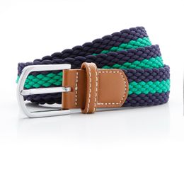 Asquith & Fox Herren Zweifarbiger Streifen Flechtg&uuml;rtel aus Stretch (Navy/Kelly)