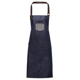 Premier Unisex Erwachsene Abteilung gewachst aussehen Kunstleder Denim L&auml;tzchen Sch&uuml;rze (Indigo Denim)