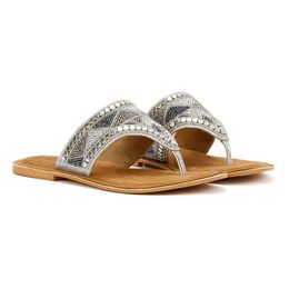 Tower Footwear Wide Vamp Toepost Damen Silber Sandalen