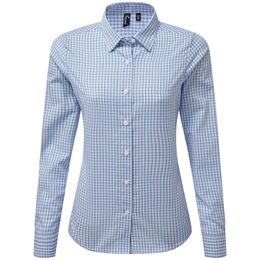 Premier - "Maxton" Hemd f&uuml;r Damen Lang&auml;rmlig (Helles Marineblau/Wei&szlig;)
