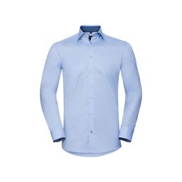 Russel Athletic Russell - Formelles Hemd Fischgr&auml;tenstich, Kontrast f&uuml;r Herren Lang&auml;rmlig (Hellblau/Mittelblau/Leuchtend Navy-Blau)