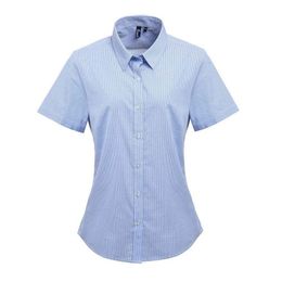 Premier - Hemd f&uuml;r Damen kurz&auml;rmlig (Hellblau/Wei&szlig;)