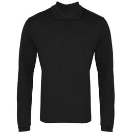 Premier Herren Coolchecker Pique Polo-Hemd, lang&auml;rmlig (Schwarz)