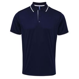 Premier Mens Contrast Coolchecker Polo Shirt (Marine/Wei&szlig;)