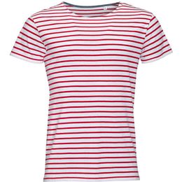 SOLS Mens Miles Striped Short Sleeve T-Shirt (Wei&szlig;/Rot)