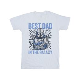 Star Wars - "Mandalorian Best Dad Galaxy" T-Shirt f&uuml;r Herren (Wei&szlig;)