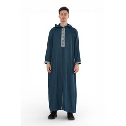 Herren Eid Aqua Green Marokkanische Thobe Robe mit Kapuze Djellaba Ramadan Jubba- HM3