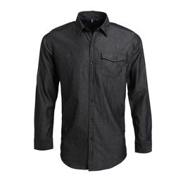 Premier Mens Denim Hemd mit Kontrastn&auml;hten (Black Denim)