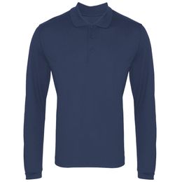 Premier Mens Langarm Coolchecker Pique Polo Shirt (Marine)