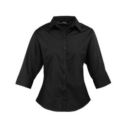 Premier - Hemd f&uuml;r Damen 3/4 &Auml;rmel (Schwarz)