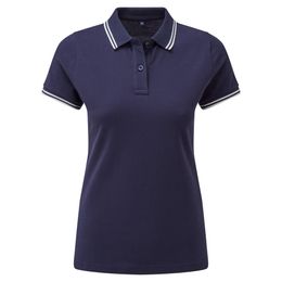 Asquith & Fox - Polo-Shirt mit kurzen &Auml;rmeln - Damen (Marineblau / Wei&szlig;)