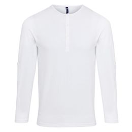 Premier Mens Long John Roll Sleeve Tee (Wei&szlig;)
