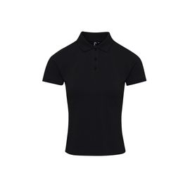 Premier Damen Polo-Shirt Coolchecker mit CoolPlus (Schwarz)