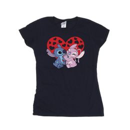 Disney - "Lilo & Stitch Hearts" T-Shirt f&uuml;r Damen (Marineblau)