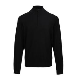 Premier Herren Sweatshirt mit Rei&szlig;verschluss (Schwarz)