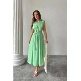 Tailliertes V-Ausschnitt-Midikleid