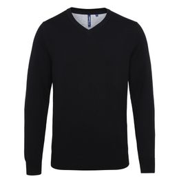 Asquith & Fox Herren Cotton Rich V-Neck Pullover (Schwarz)