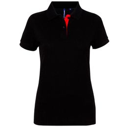 Asquith & Fox Damen/Damen Kurzarm-Poloshirt mit Kontrast (Schwarz/Rot)