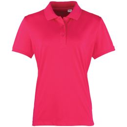 Premier Damen Coolchecker Piqu&eacute; Polo-Shirt / Polohemd, Kurzarm (Hot Pink)