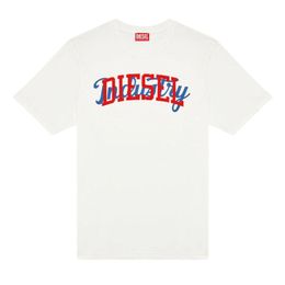 Diesel - Wei&szlig;es T-shirt Mit Auff&auml;lligem Industrie-logo