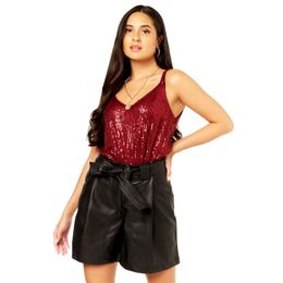 Pailletten V-Ausschnitt Cami Top