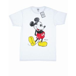 Disney Herren Mickey Mouse Classic Kick T-Shirt (Wei&szlig;)