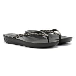 fitflop Iqushion Sparkle Damen Gummizehenstegsandalen In Schwarz