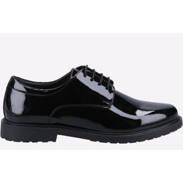 Hush Puppies Verity Slip On Leder Damen Lack Schwarze Brogues Schuhe