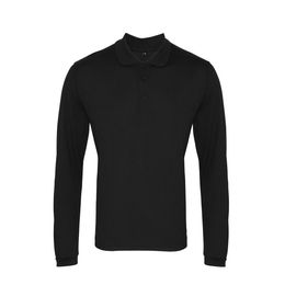 Premier - "Coolchecker" Poloshirt f&uuml;r Herren Lang&auml;rmlig (Schwarz)