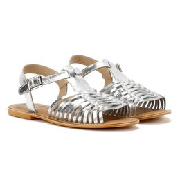 Tower Footwear Hurache Damen Silberne Ledersandalen