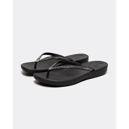 fitflop Iqushion Sparkle Damen Gummizehenstegsandalen In Schwarz