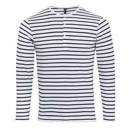 Premier Mens Long John Roll Sleeve Tee (Wei&szlig;/Marine)