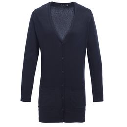 Premier Womens/Ladies Longline V-Ausschnitt Strickjacke (Navy)