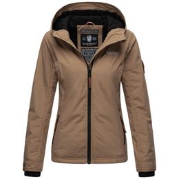 Marikoo Damen &Uuml;bergangsjacke leichte wind- und wasserabweisende Jacke mit Kapuze Taupe