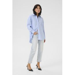 Langarm-Hemd Box fit blue white