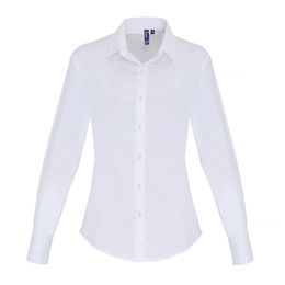 Premier - Bluse f&uuml;r Damen Lang&auml;rmlig (Wei&szlig;)