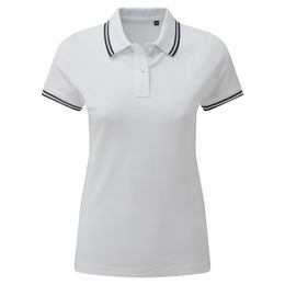 Asquith & Fox - Polo-Shirt mit kurzen &Auml;rmeln - Damen (Wei&szlig; / Marineblau)