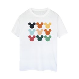 Disney Damen/Damen Micky Maus K&ouml;pfe Quadratisch Baumwolle Boyfriend T-Shirt (Wei&szlig;)