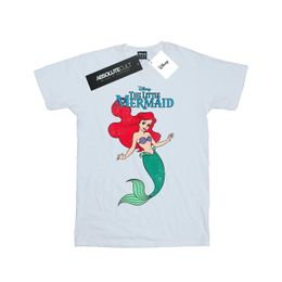 Disney Damen/Damen Die kleine Meerjungfrau Linie Ariel Baumwolle Boyfriend T-Shirt (Wei&szlig;)