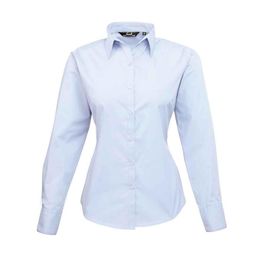 Premier - Hemd f&uuml;r Damen Lang&auml;rmlig (Hellblau)