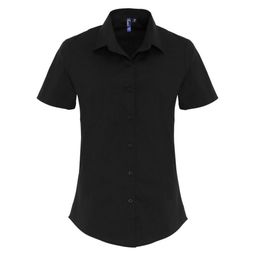 Premier - Bluse f&uuml;r Damen kurz&auml;rmlig (Schwarz)