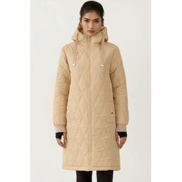 Langer Kapuzen-Mantel aus strukturiertem Gabardine