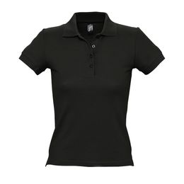 SOLS Womens/Ladies People Pique Kurzarm-Poloshirt aus Baumwolle (Schwarz)