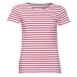 SOLS Womens/Ladies Miles Striped Short Sleeve T-Shirt (Wei&szlig;/Rot)
