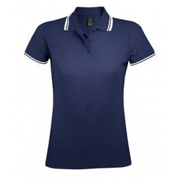 SOLS Damen/Damen Pasadena Tipped Kurzarm-Pique-Poloshirt (French Navy/Wei&szlig;)