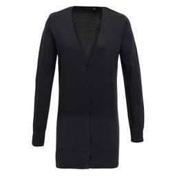Premier Womens/Ladies Longline V-Ausschnitt Strickjacke (Charcoal)