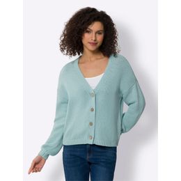 Heine Witt Damen Strickjacke mit Kn&ouml;pfen in Holz-Optik, mint, Gr&ouml;&szlig;e 44